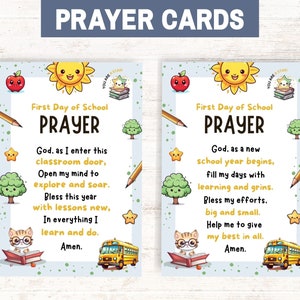 First Day of School Prayer Cards, Back to School Prayers, Prayer Tag ...