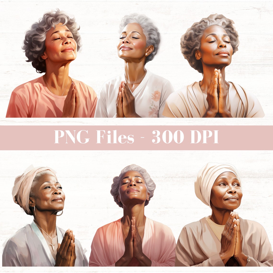Praying Women Clipart, Church Ladies Pngs, Beautiful Women in Prayer ...