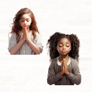 Praying Kids Clipart, Praying Girls PNG, Little Angel Prayers Clipart ...