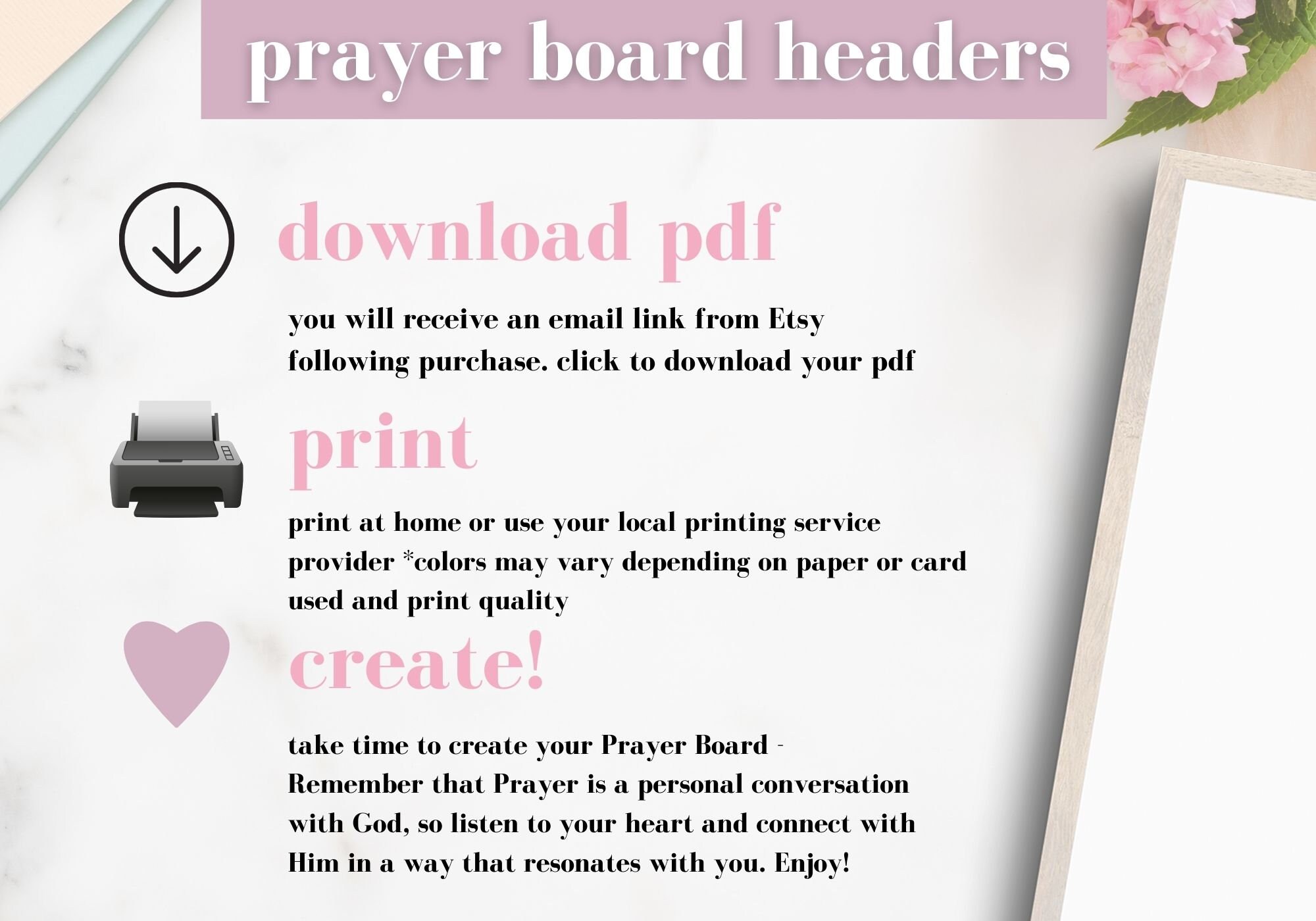 Prayer Board Kit Printable Daily Prayer Board Pink Prayer - Etsy