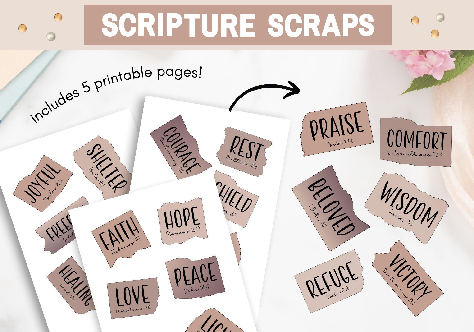 Scripture Scraps Printable, Faith Junk Journal Scraps, Prayer Board Kit ...