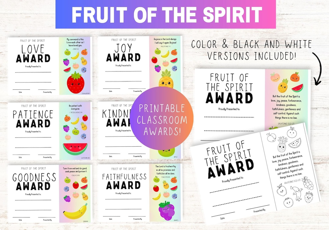 Fruit of the Spirit Awards, Printable Fruit of the Spirit Certificate ...