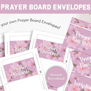 Pink Prayer Board Envelopes, Printable Prayer Board Kit, Prayer Wall ...