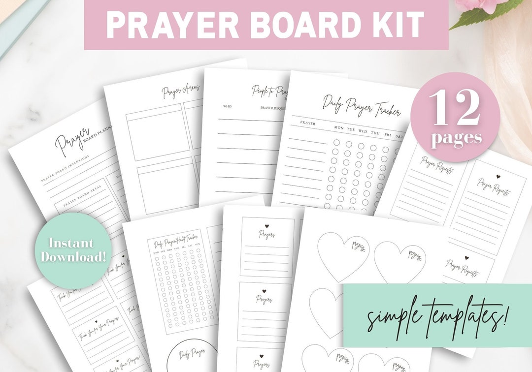 Simple Prayer Board Kit, Printable Daily Prayer Tracker, Prayer Request ...
