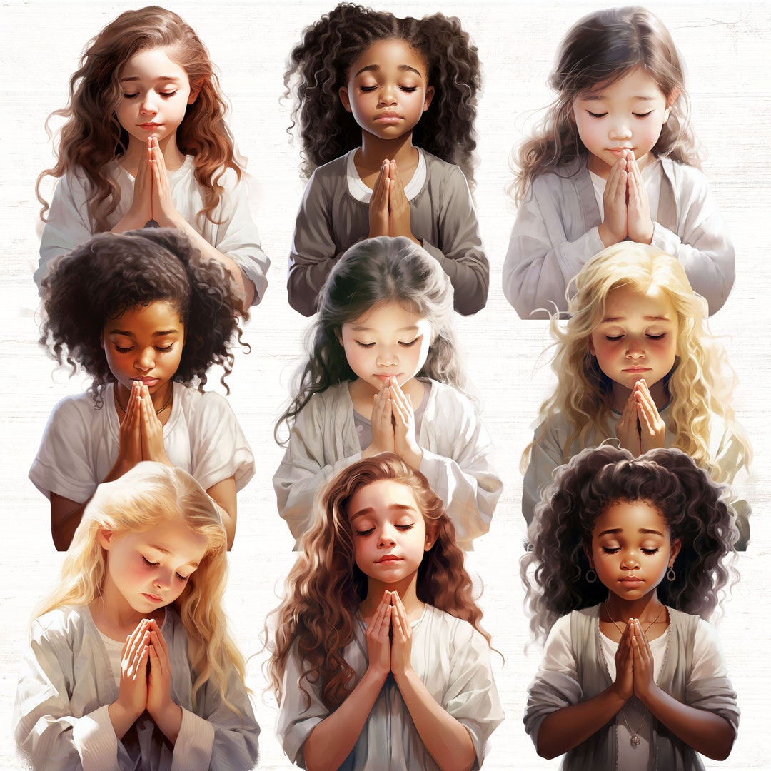 Praying Kids Clipart, Praying Girls PNG, Little Angel Prayers Clipart ...