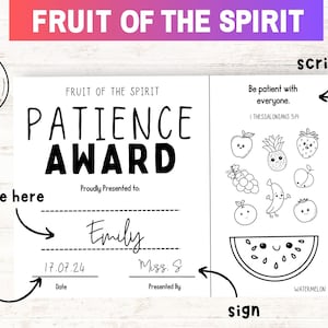 Fruit of the Spirit Awards, Printable Fruit of the Spirit Certificate ...
