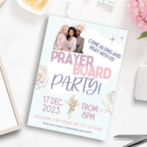 Editable Prayer Board Party Invitation, Printable Prayer Party Invite ...
