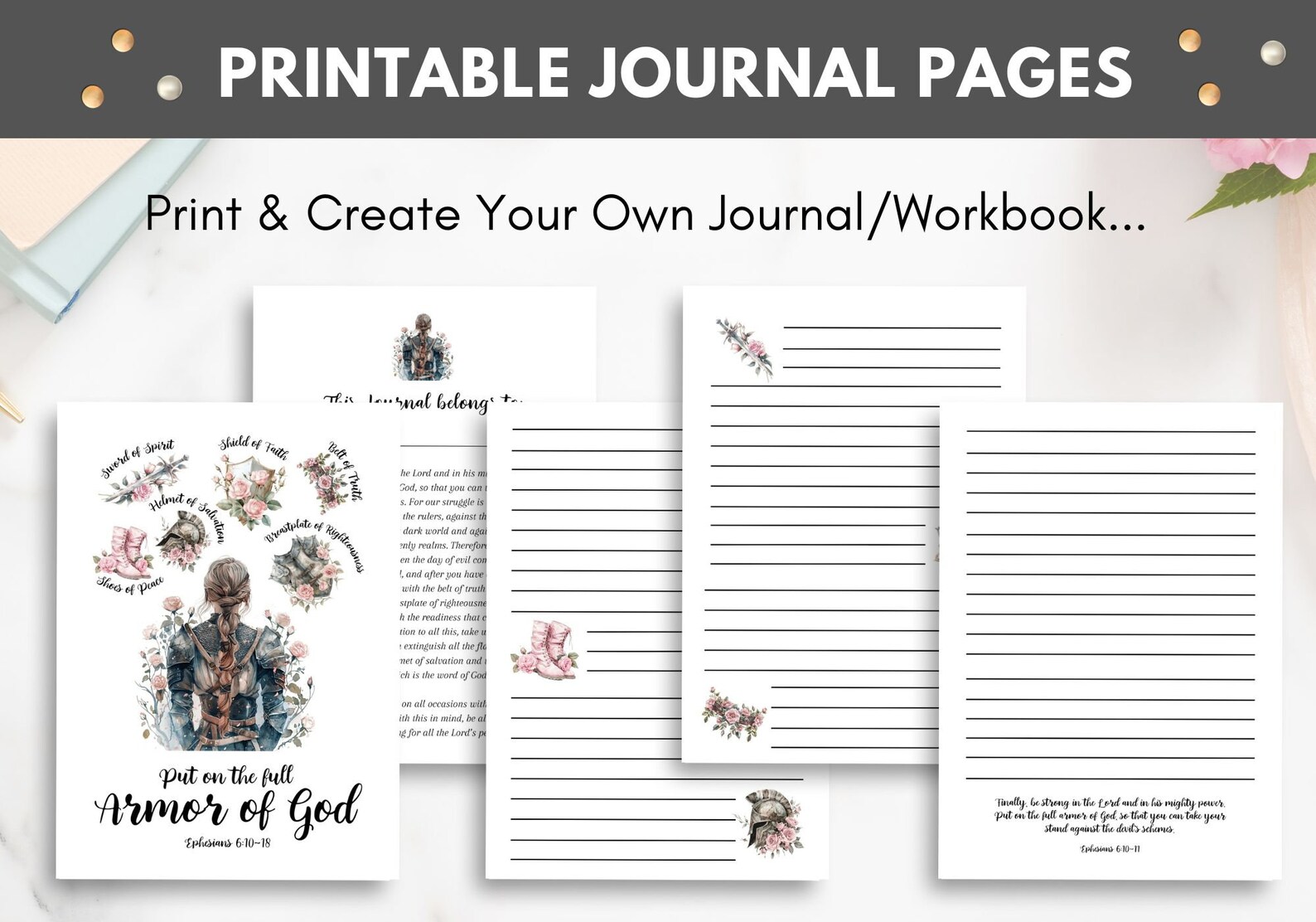 Armor of God Journal Pages, Bible Study Printable, Morning Pages ...