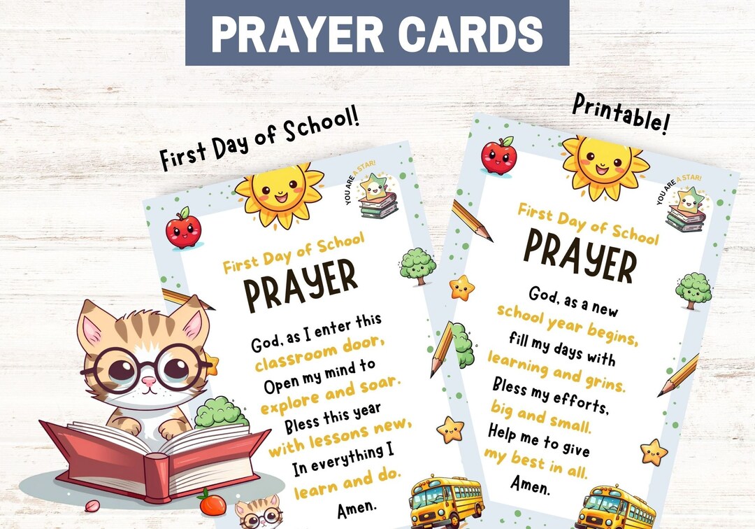 First Day of School Prayer Cards, Back to School Prayers, Prayer Tag ...