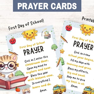 First Day of School Prayer Cards, Back to School Prayers, Prayer Tag ...