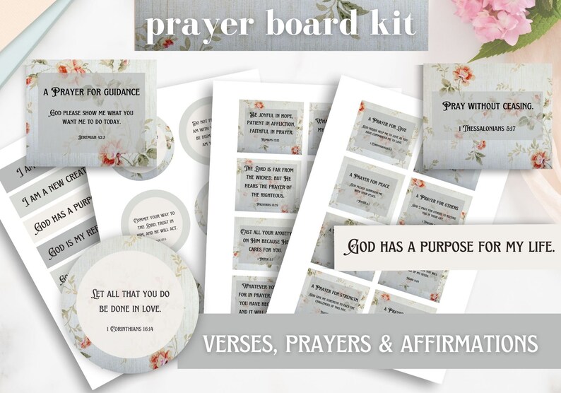 Printable Prayer Board Kit, Vintage Floral Prayer Board, Prayer Cards ...
