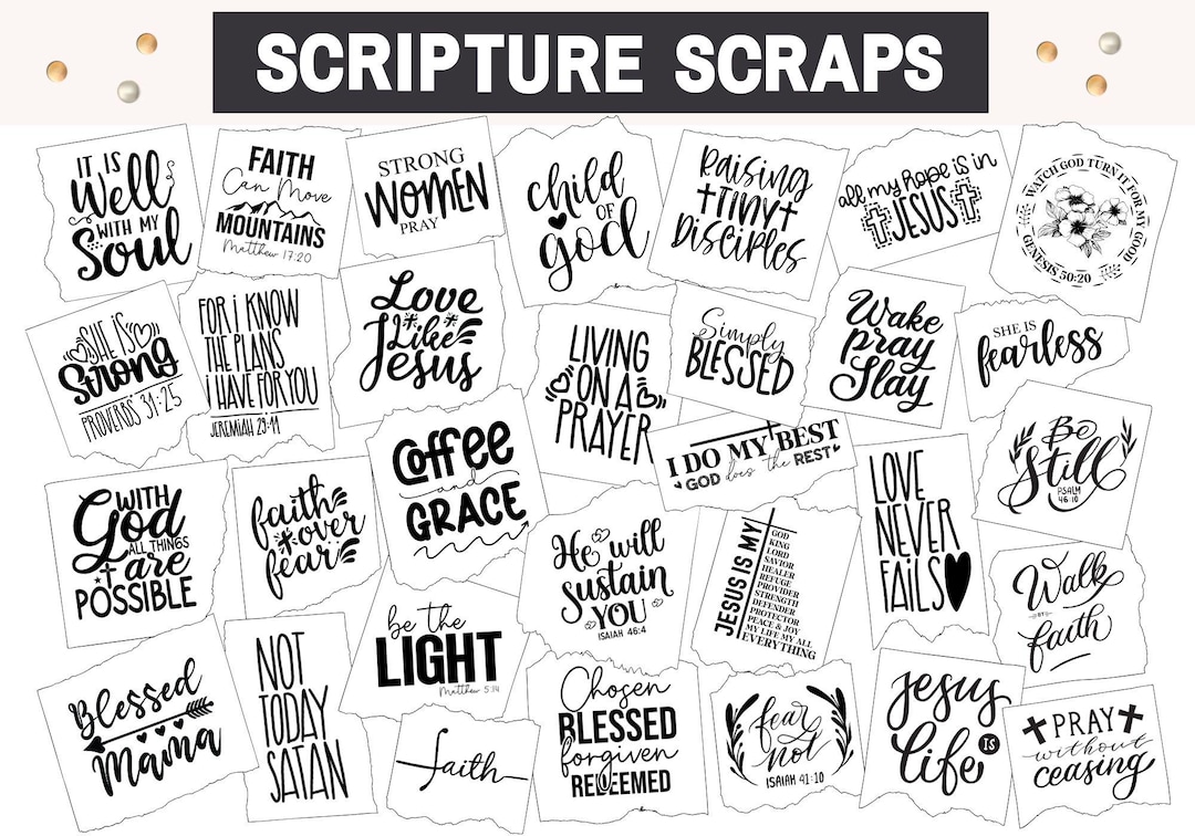 Scripture Scraps Printable, Faith Junk Journal Scraps, Prayer Board Kit ...
