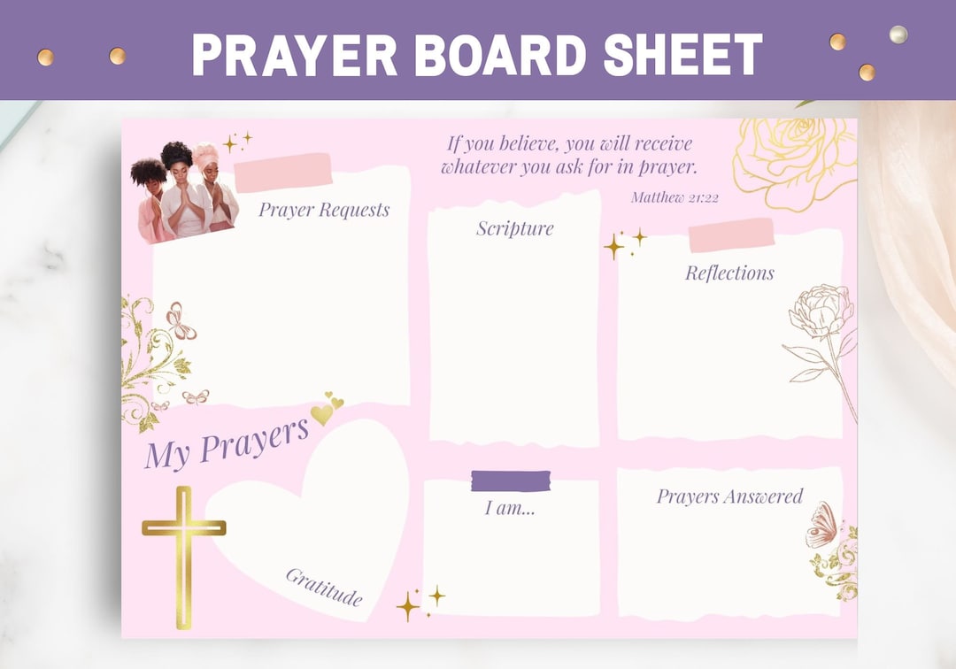 Prayer Board Sheet, Digital Prayer Board, Prayer Wall Printable PDF ...