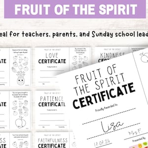 Printable Fruit of the Spirit Certificates, Printable Fruit of the ...