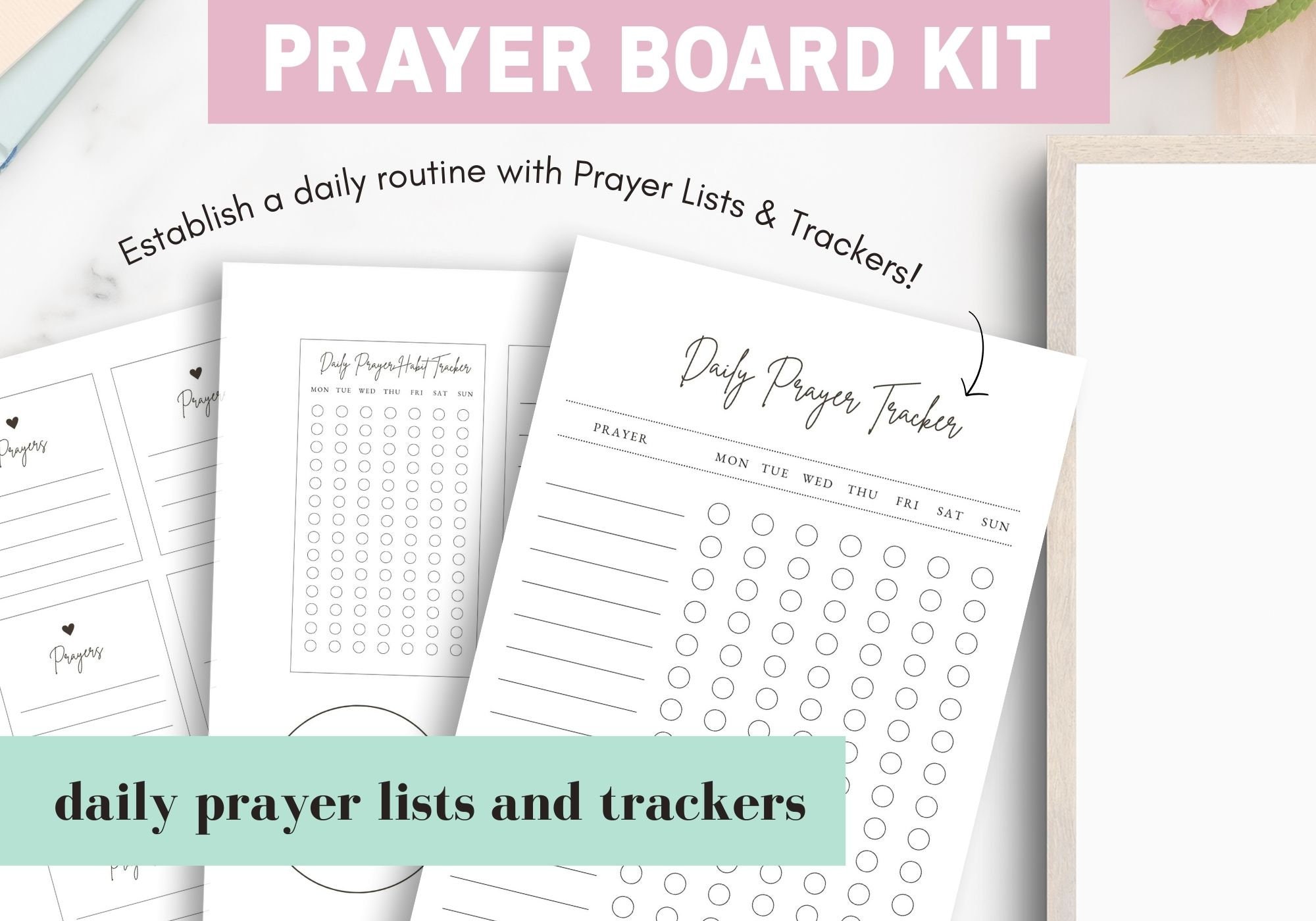 Simple Prayer Board Kit, Printable Daily Prayer Tracker, Prayer Request ...