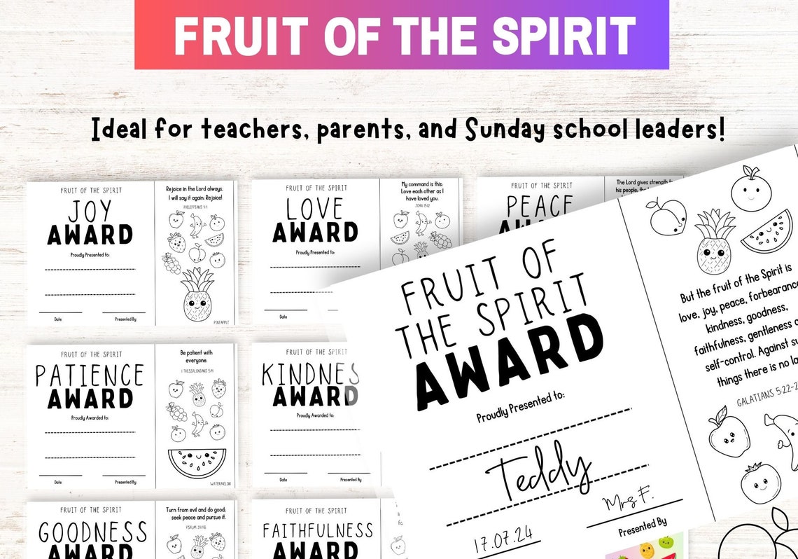 Fruit of the Spirit Awards, Printable Fruit of the Spirit Certificate ...