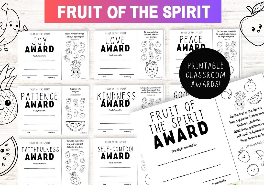 Fruit of the Spirit Awards, Printable Fruit of the Spirit Certificate ...