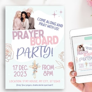 Editable Prayer Board Party Invitation, Printable Prayer Party Invite ...