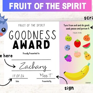 Fruit of the Spirit Awards, Printable Fruit of the Spirit Certificate ...