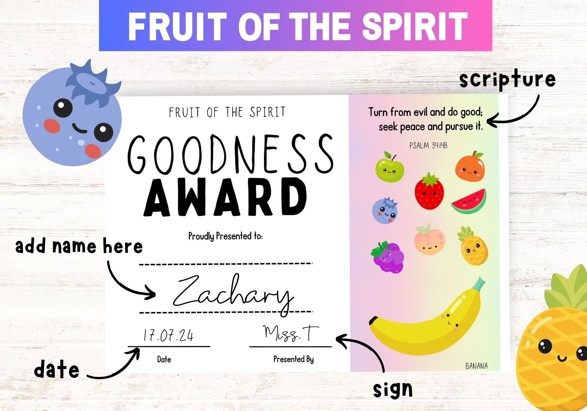 Fruit of the Spirit Awards, Printable Fruit of the Spirit Certificate ...