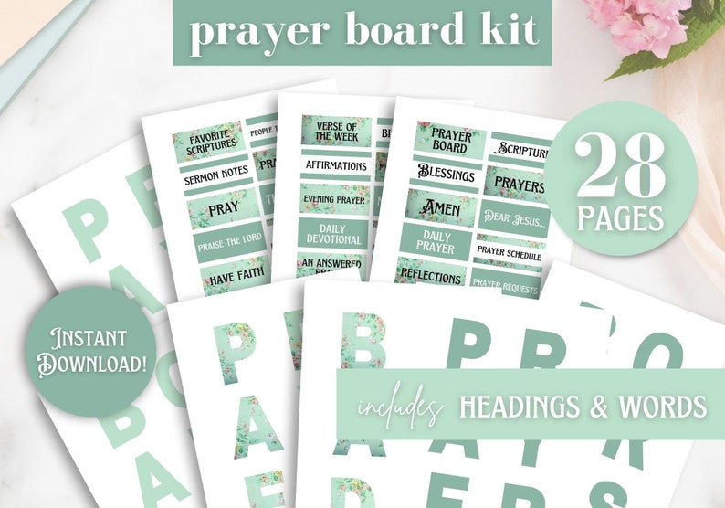 Printable Prayer Board Kit, Vintage Floral Prayer Board, Prayer Cards ...