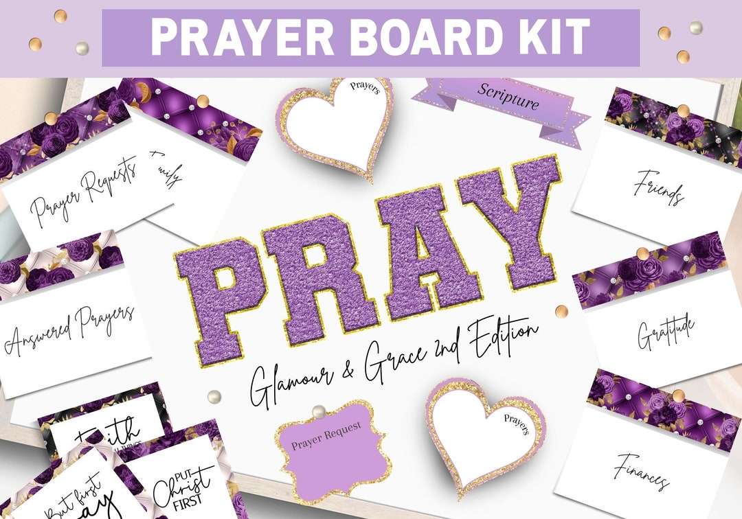Prayer Board Kit Printable, Purple Prayer Board Envelopes, Prayer Board ...
