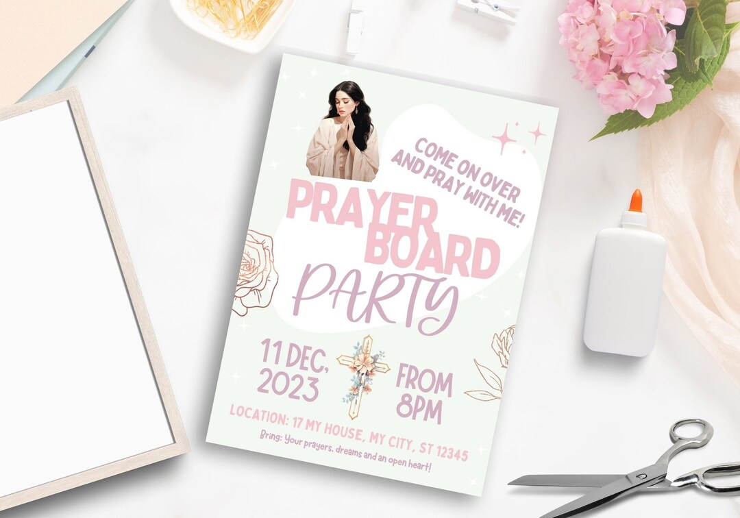 Editable Prayer Board Party Invitation, Printable Prayer Party Invite ...