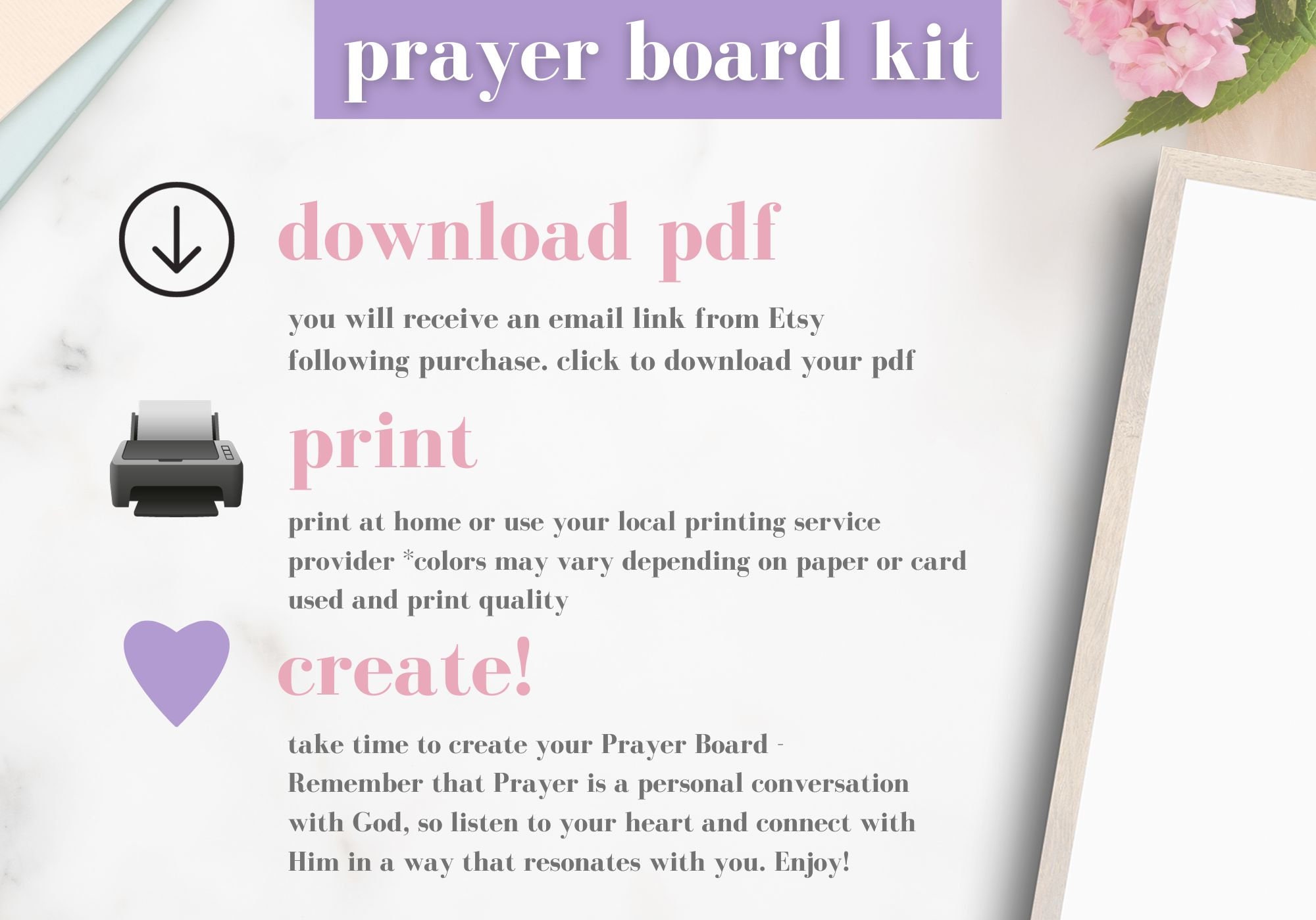 Purple Prayer Board Printable, Prayer Cards, Christian Prayer Wall ...