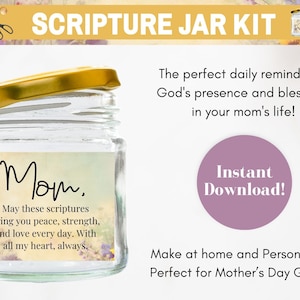 Scripture Jar for Mom, Mothers Day Scripture Jar, Prayer Jar, Mothers ...