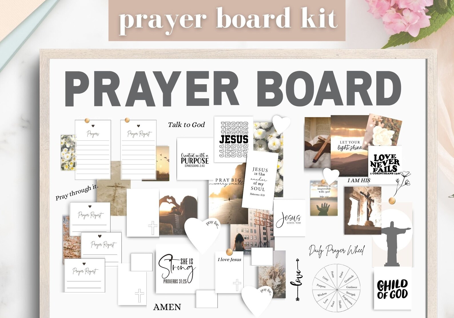 Prayer Board Printable Kit Prayer Board Ideas Daily Prayer - Etsy