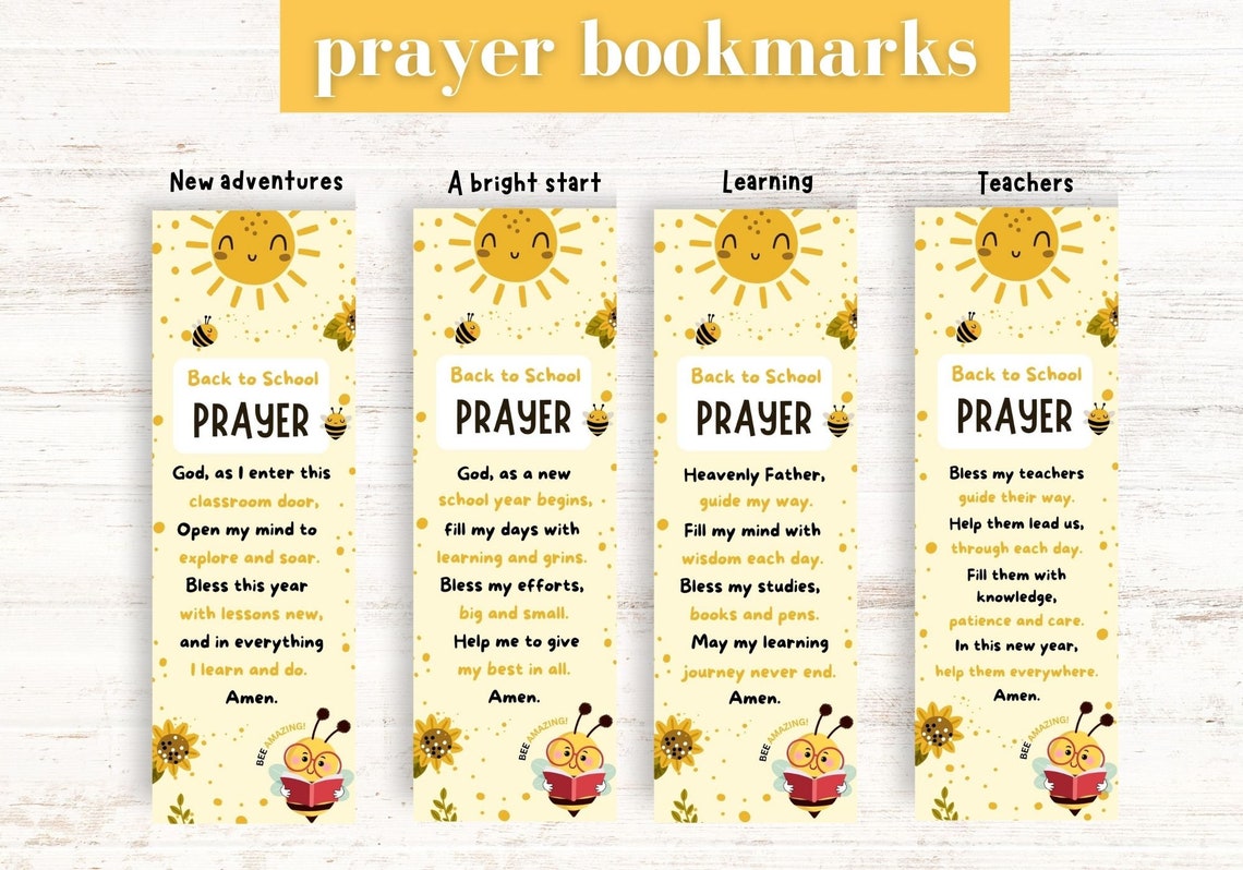 Back to School Bookmark Prayers, Back to School Prayers, Bookmark for ...