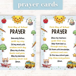 First Day of School Prayer Cards Back to School Prayers - Etsy