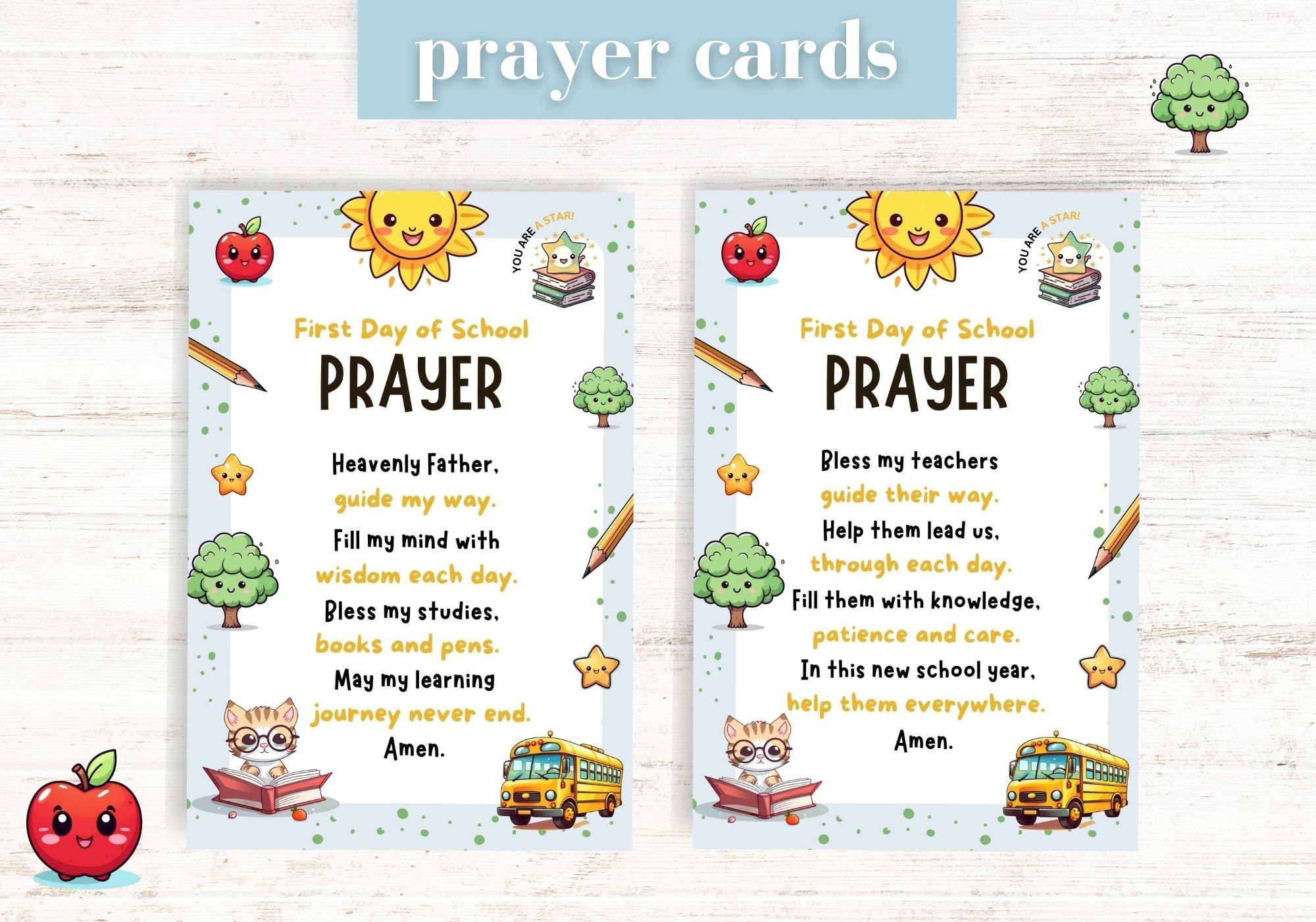 First Day of School Prayer Cards Back to School Prayers - Etsy