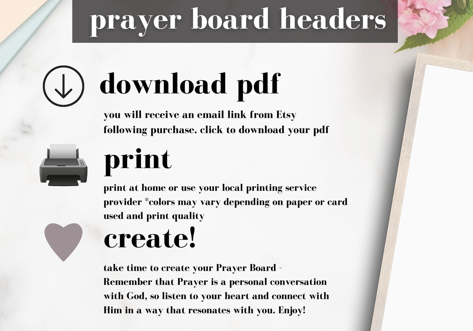 Prayer Board Printable, Daily Prayer Board, Prayer Board Headings ...