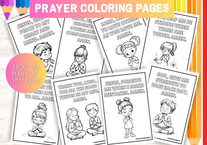 Kids Prayer Coloring Activity, Printable Bible Coloring Pages ...