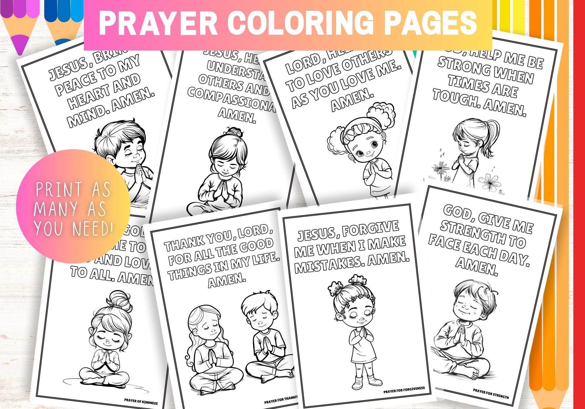 Kids Prayer Coloring Activity, Printable Bible Coloring Pages ...