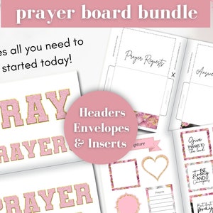 Pink Prayer Board Bundle, Prayer Board Party Printables, Christian ...