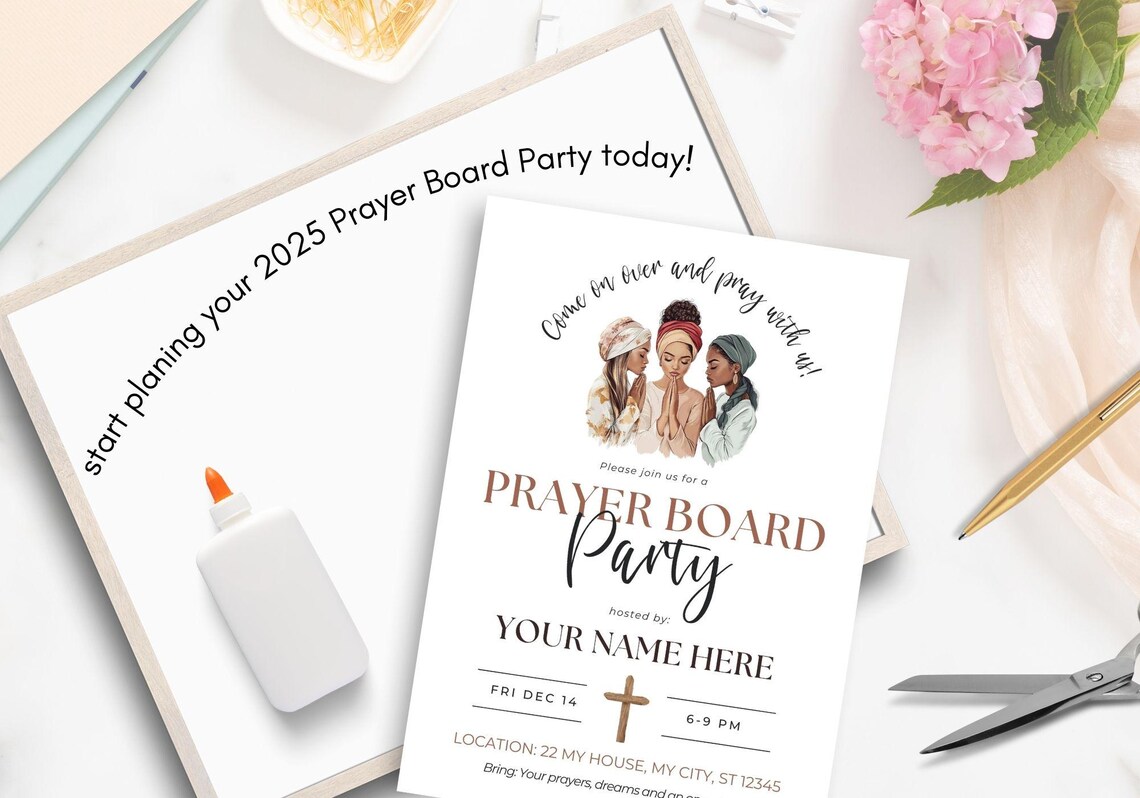 Prayer Board Party Invitation, Editable Prayer Party Invite, Prayer ...