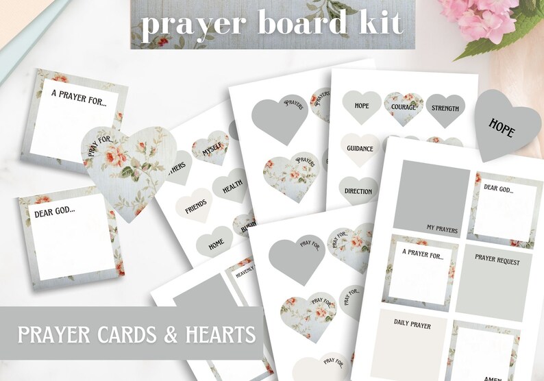 Printable Prayer Board Kit, Vintage Floral Prayer Board, Prayer Cards ...