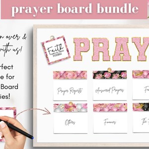 Pink Prayer Board Bundle, Prayer Board Party Printables, Christian ...