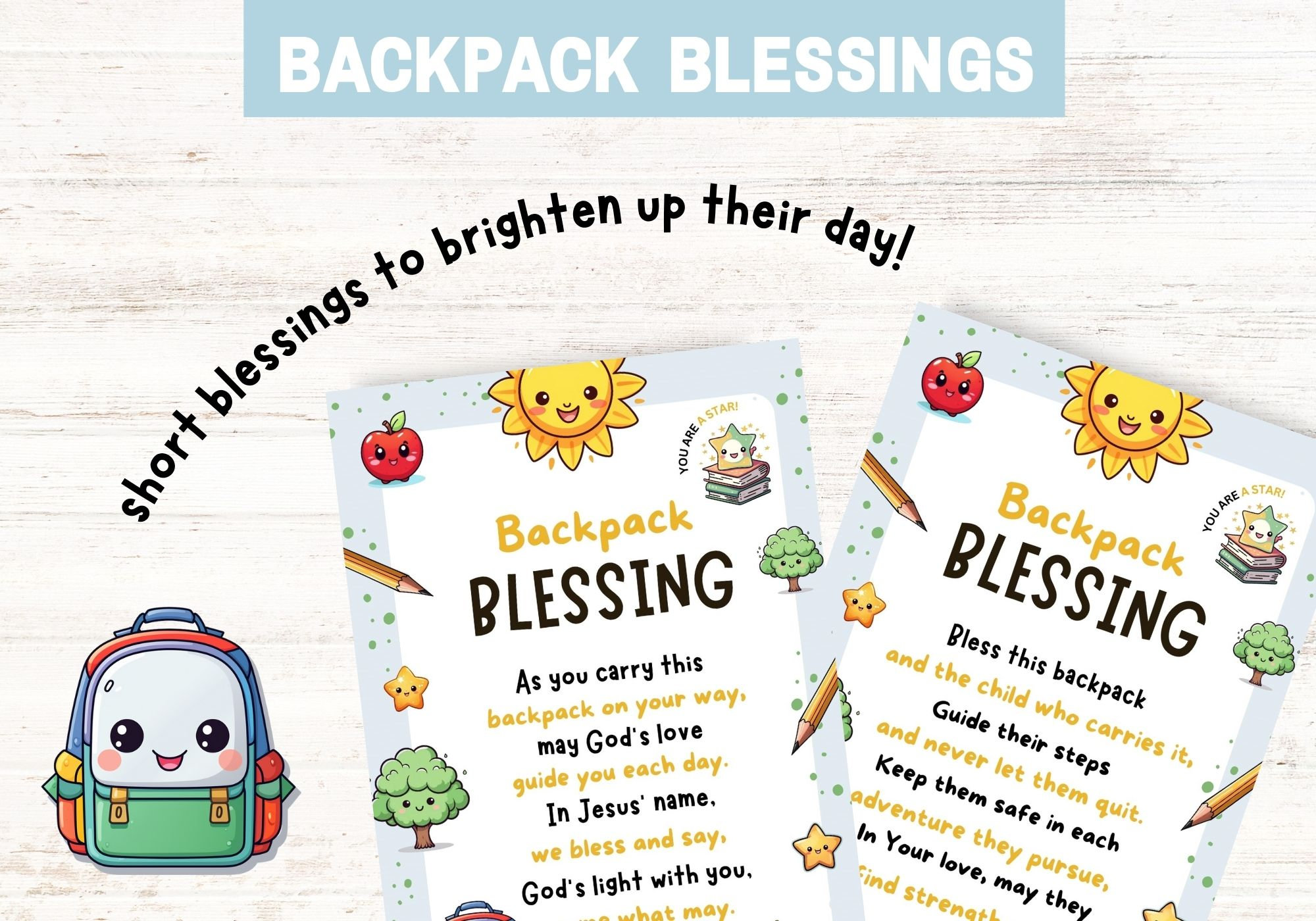 Backpack Blessings, Back to School Backpack Prayer, Prayer Tag, Sunday ...