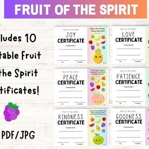 Printable Fruit of the Spirit Certificates, Printable Fruit of the ...