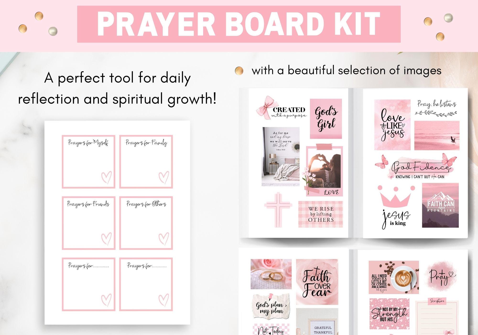 Pink Prayer Board Kit 2026, Printable Girls Prayer Board, Prayer ...