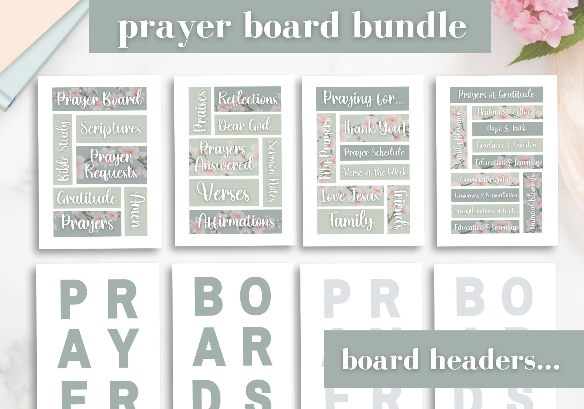 Prayer Board Bundle, Prayer Board Party Printables, Christian Prayer ...