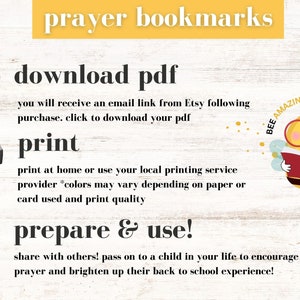 Back to School Bookmark Prayers, Back to School Prayers, Bookmark for ...