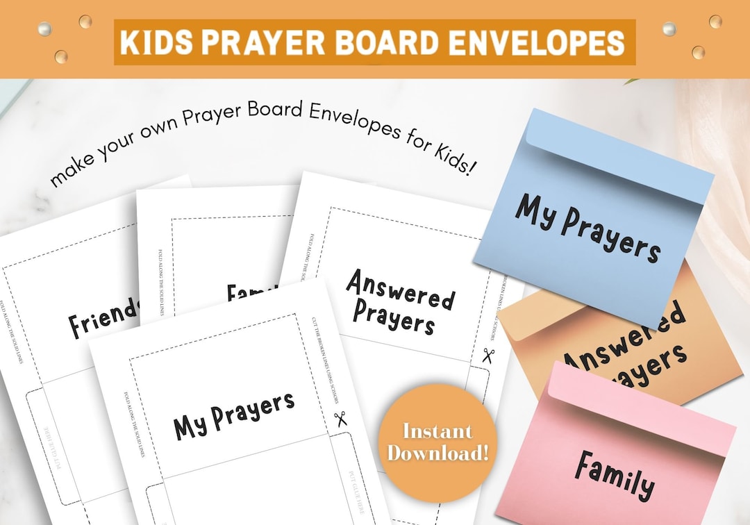 Kids Prayer Board Envelopes, Printable Prayer Board Kit for Kids ...
