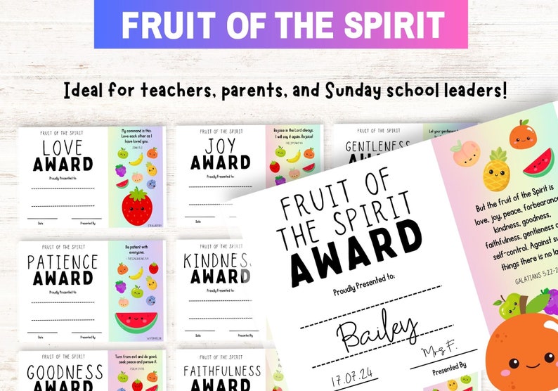 Fruit of the Spirit Awards, Printable Fruit of the Spirit Certificate ...