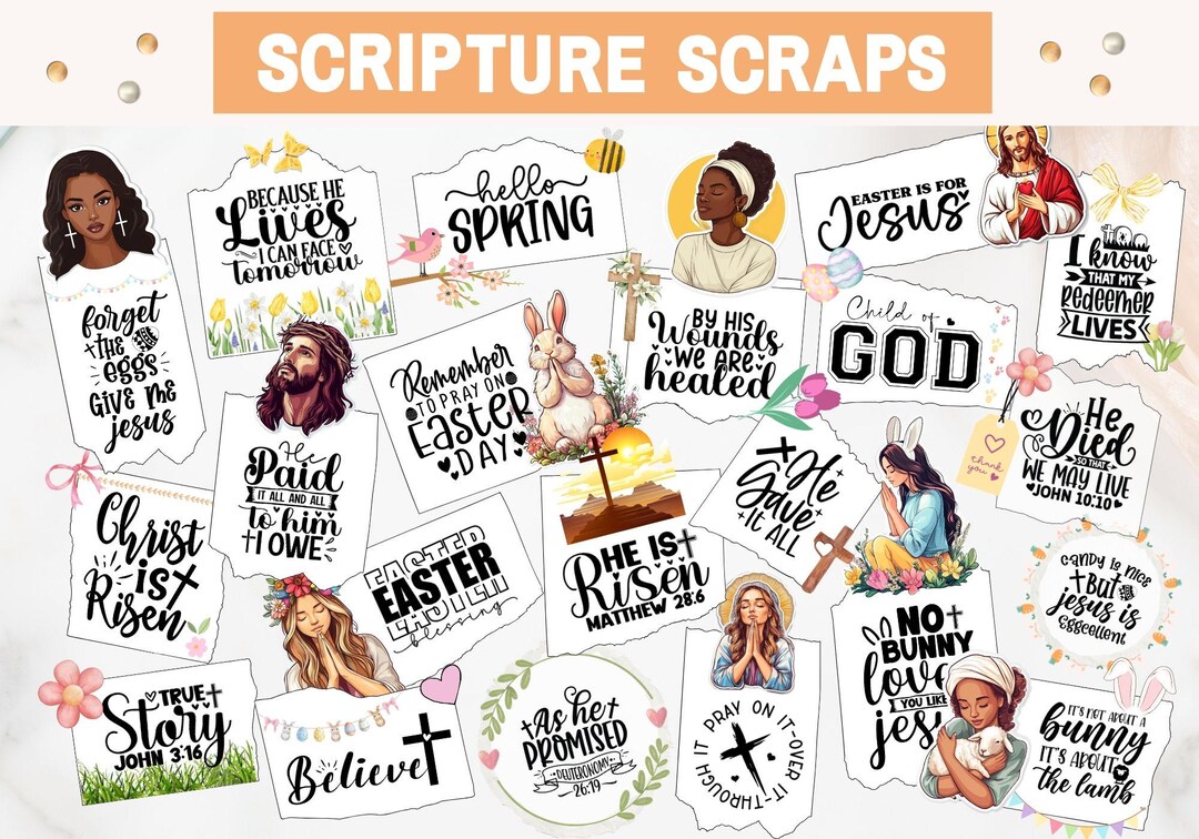 Easter Scripture Scraps Printable, Faith Junk Journal Scraps, Prayer ...
