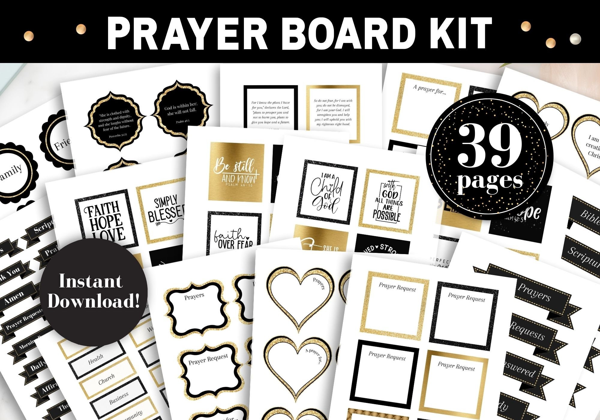 Prayer Board Kit, Printable Prayer Party Kit, Christian Wall Collage ...