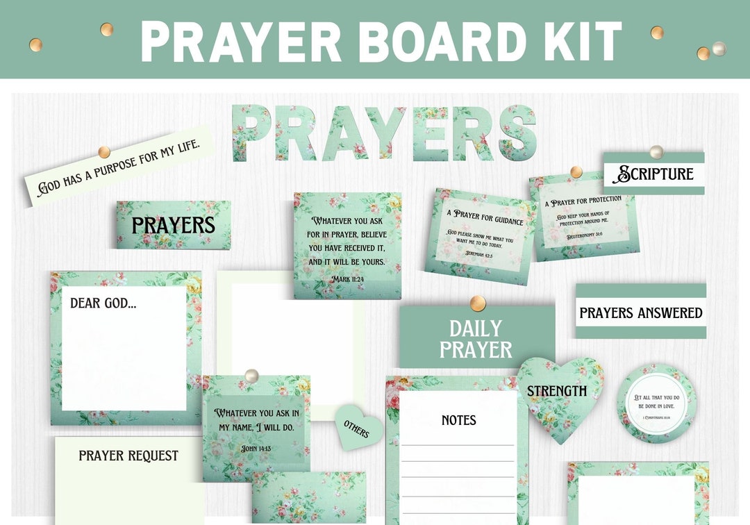 Printable Prayer Board Kit, Vintage Floral Prayer Board, Prayer Cards ...
